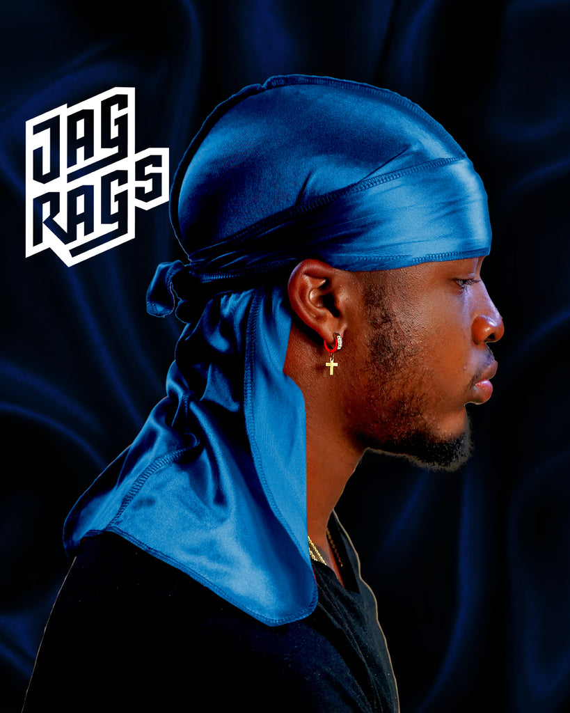 "True Blue" Stretchy Silk JagRag - Designer Durags For Sale – shopjagrags