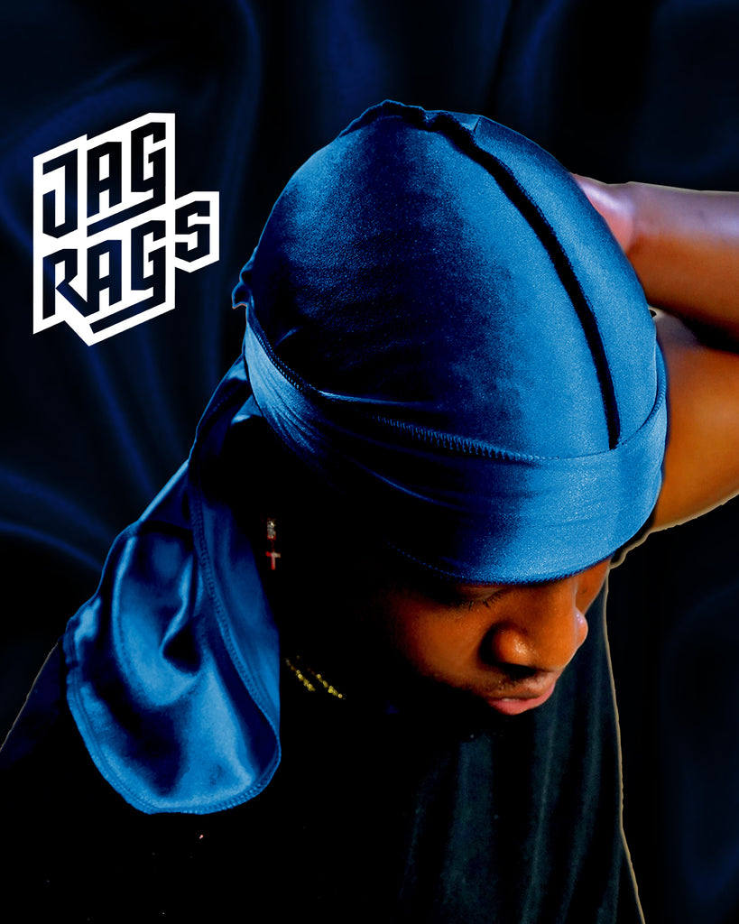 "True Blue" Stretchy Silk JagRag - Designer Durags For Sale – shopjagrags