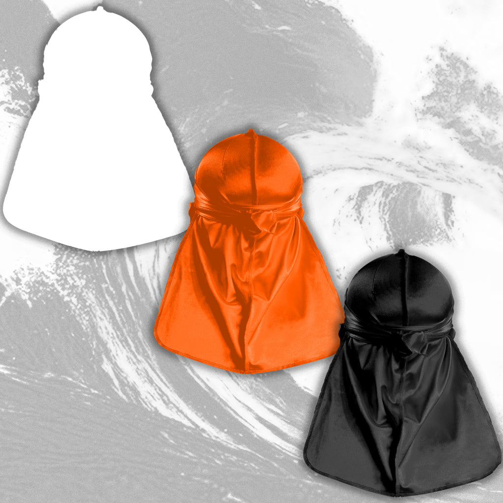 Orange Stretchy Silky Durag Bundle By JagRags - Designer Durags For ...